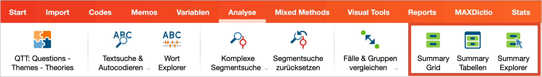 Summary-Grid: Summarys erstellen und editieren - MAXQDA