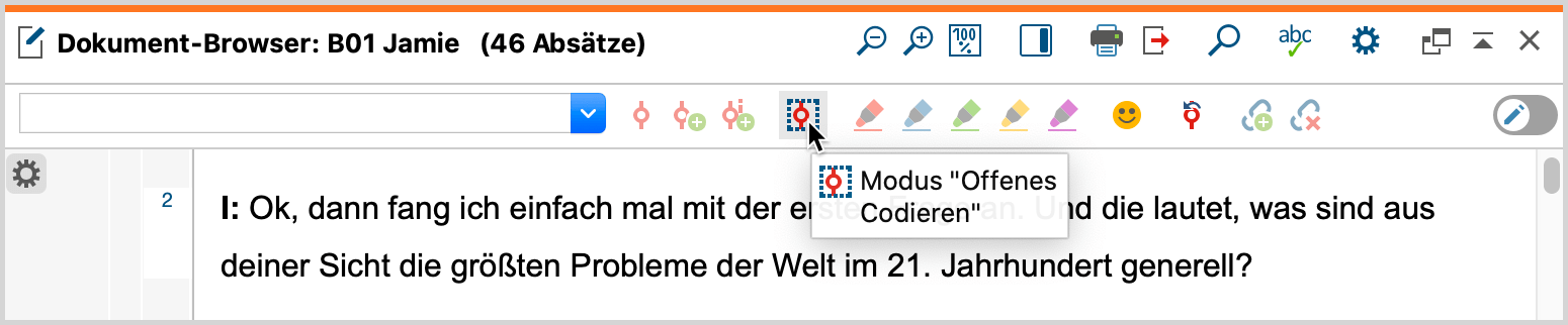 Codieren mit dem Modus „Offenes Codieren“ - MAXQDA