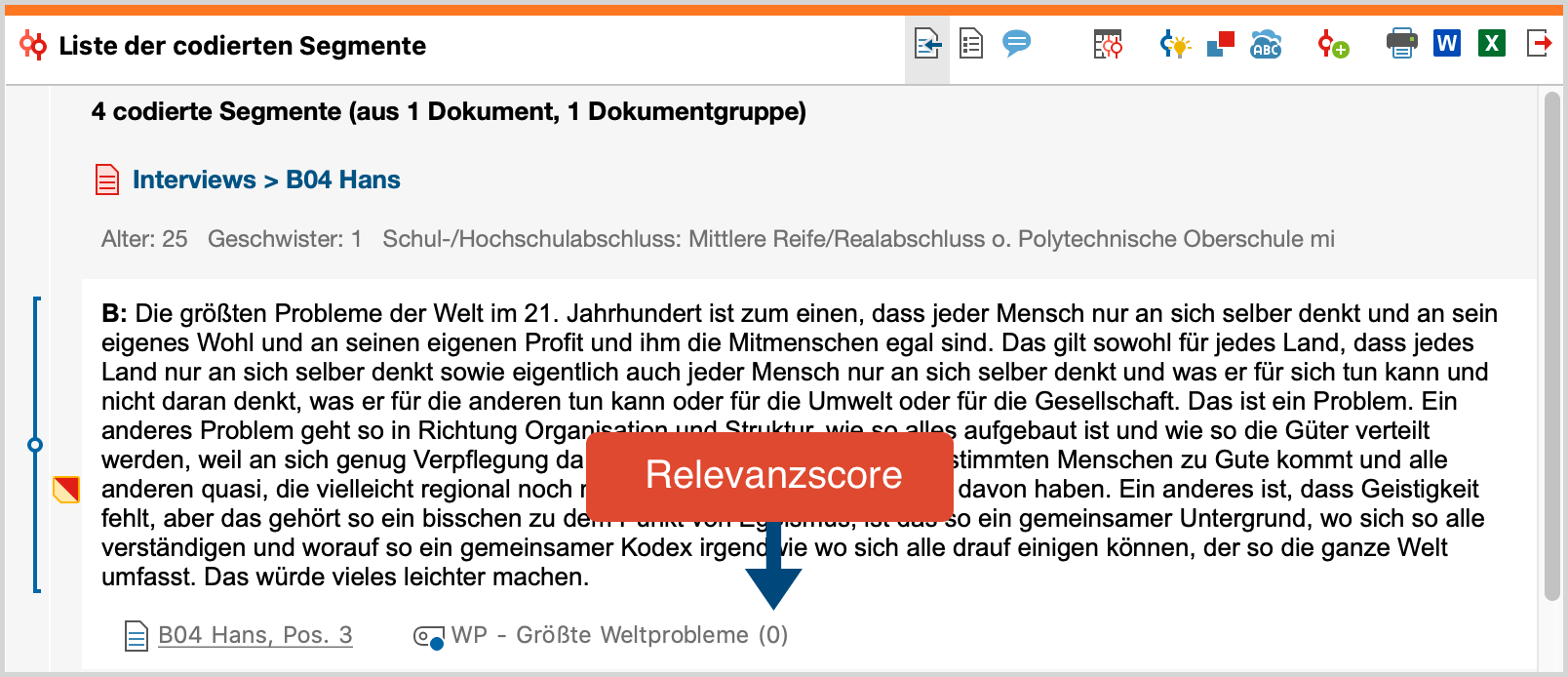 Gewichte für codierte Segmente - MAXQDA
