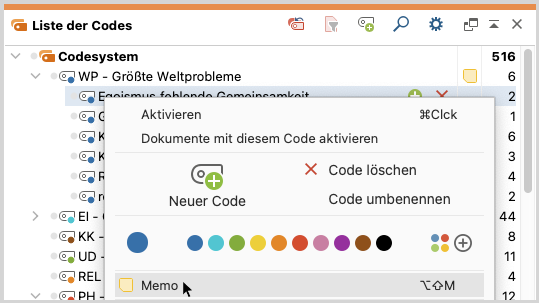 Code-Memos - MAXQDA - MAXQDA