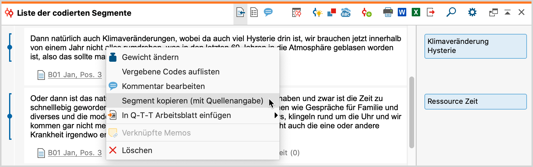 Codierte Segmente ausdrucken und exportieren - MAXQDA - MAXQDA