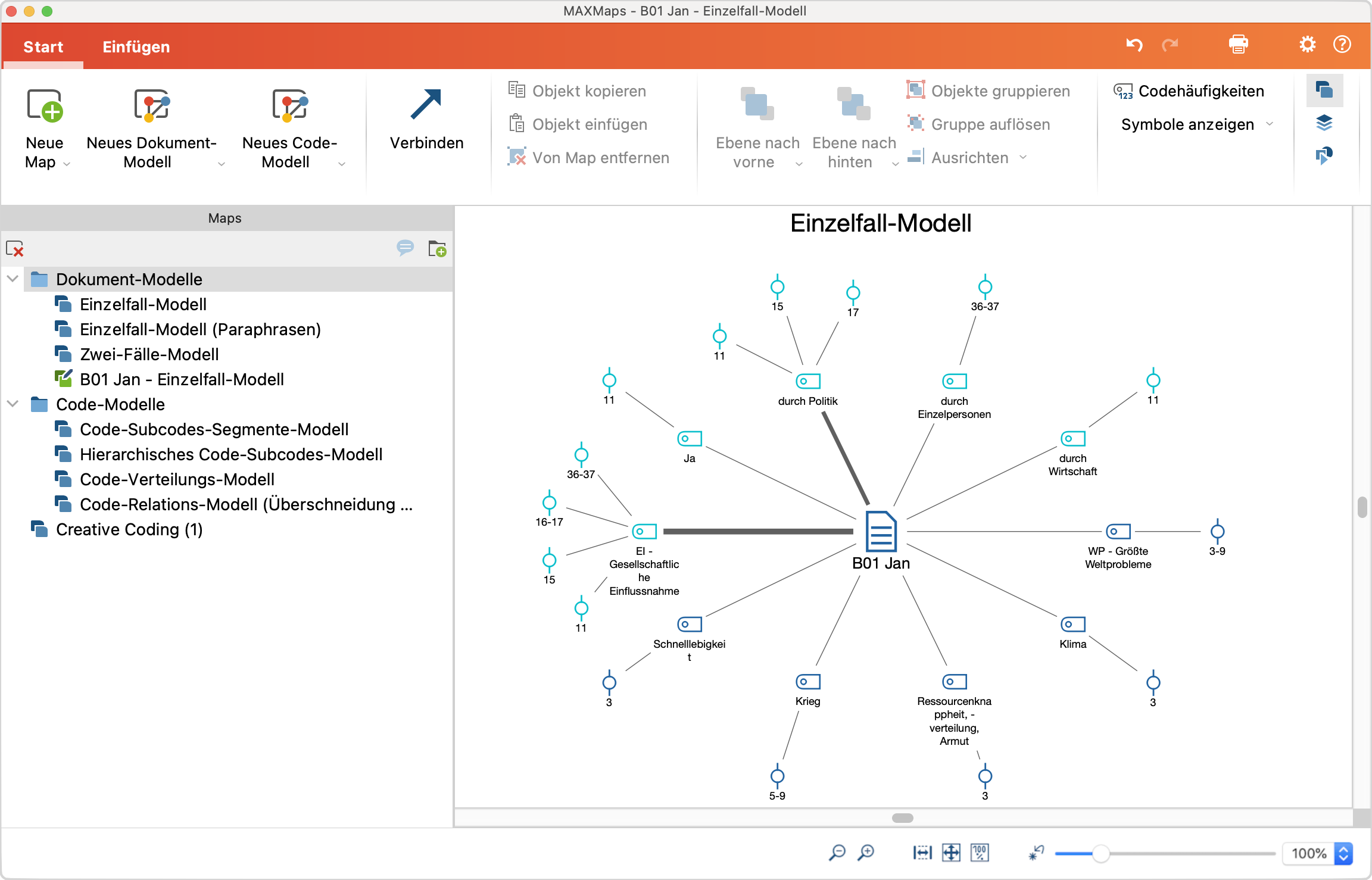 MAXQDA Online-Hilfe: Die Oberfläche von MAXMaps - MAXQDA