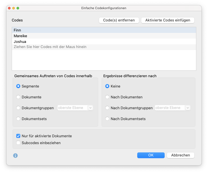 MAXQDA Online-Hilfe: Einfache und komplexe Codekonfigurationen - MAXQDA