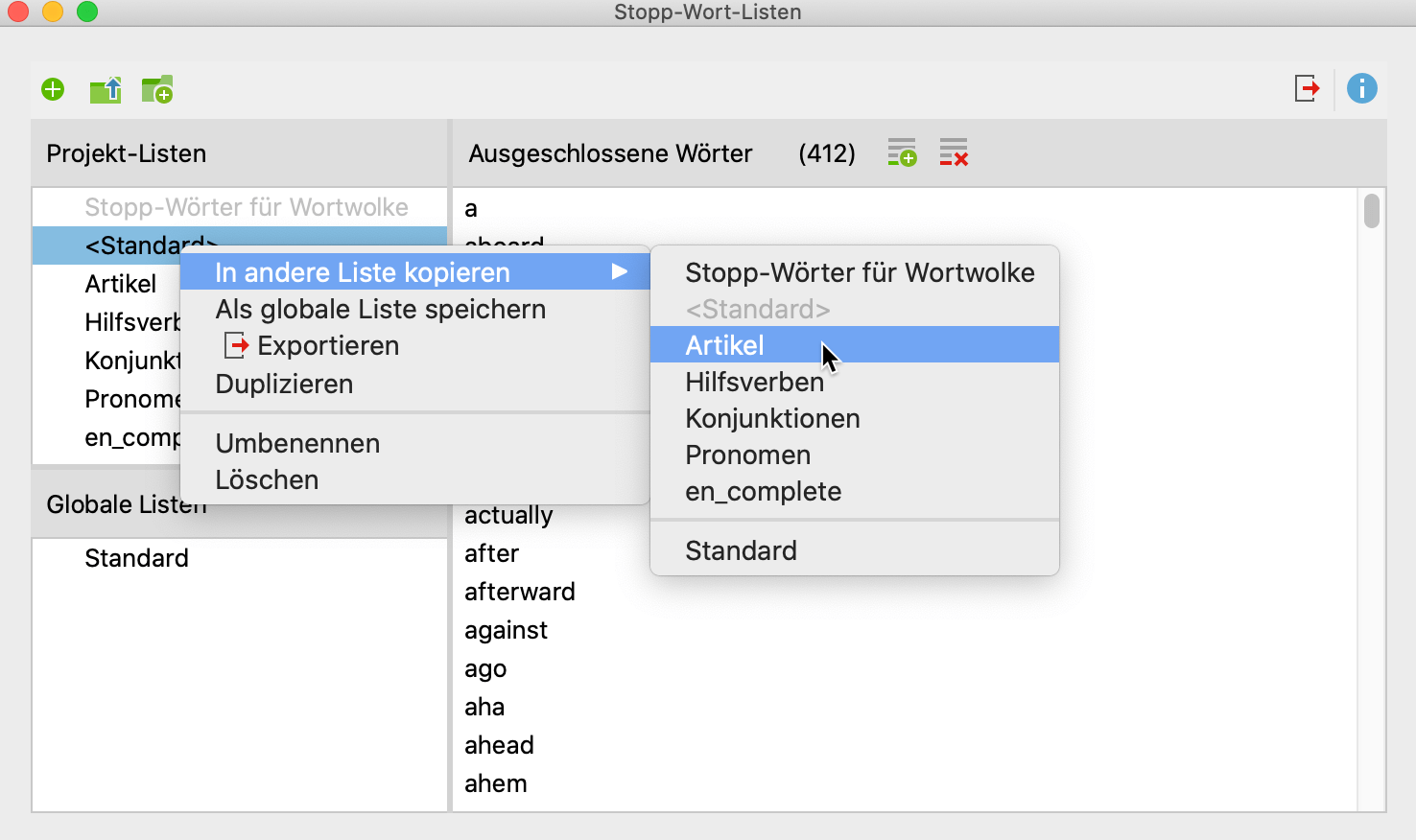 Stopp-Wort-Listen - MAXQDA - MAXQDA