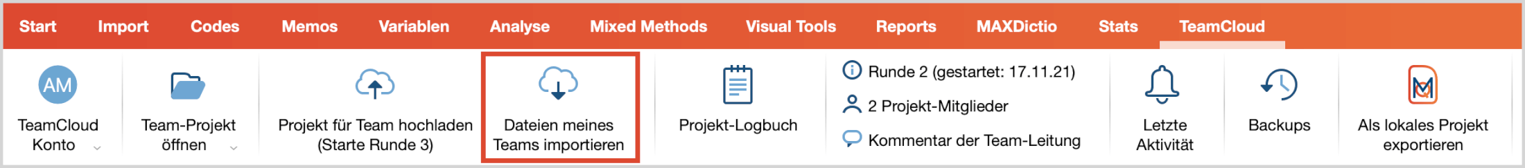 LEITUNG: Teamwork-Daten importieren - MAXQDA