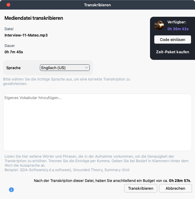 Automatische Transkription mit MAXQDA Transcription