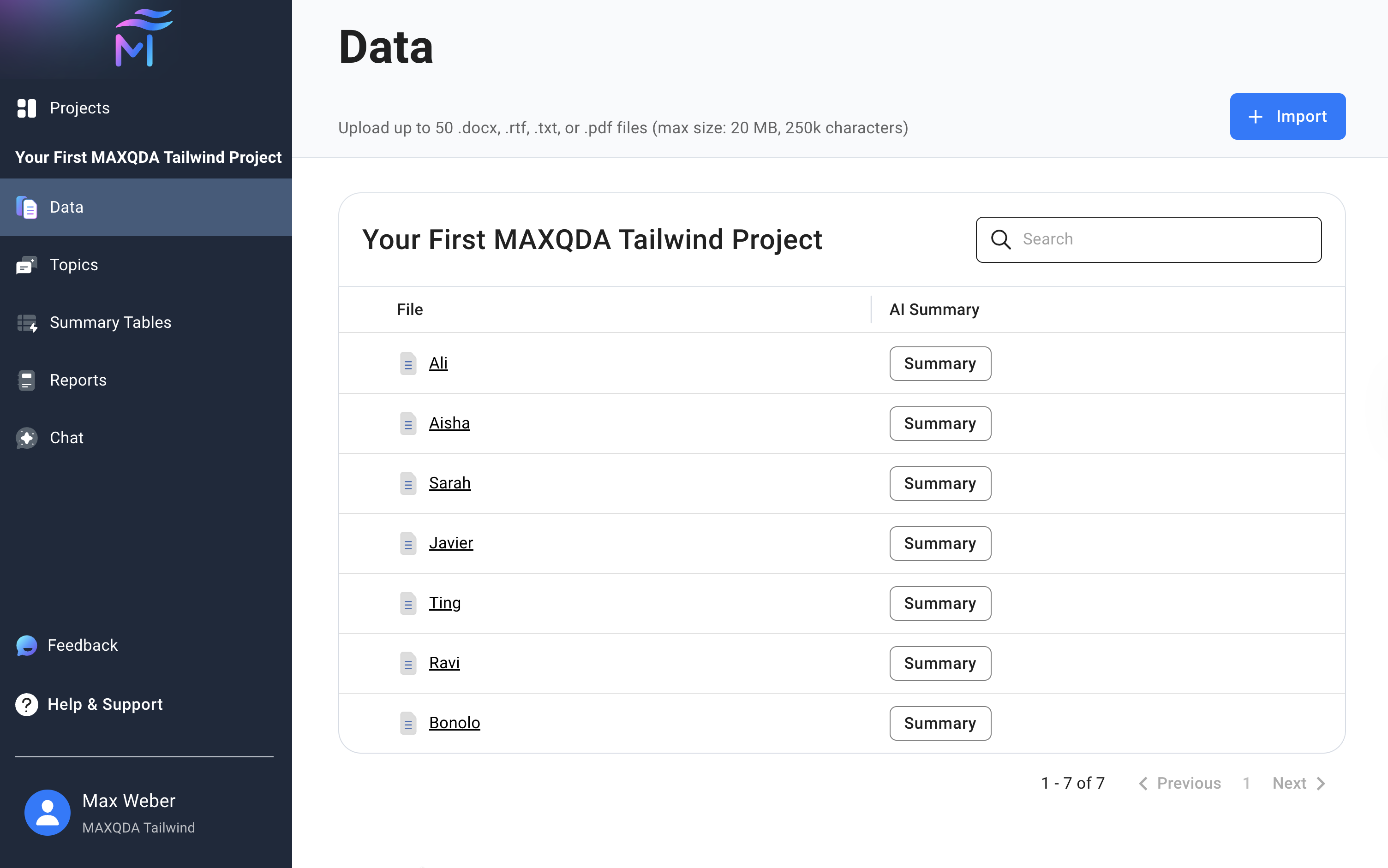 Importing Your Data - MAXQDA Tailwind
