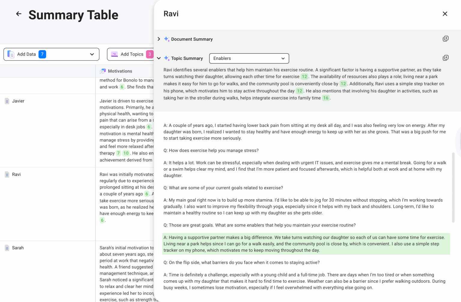 Building Summary Tables - MAXQDA Tailwind