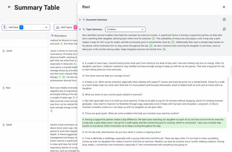 Building Summary Tables - MAXQDA Tailwind