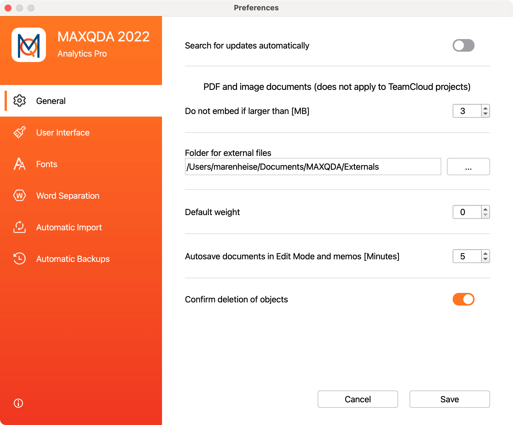 MAXQDA 2022 Online Manual: General Preferences - MAXQDA
