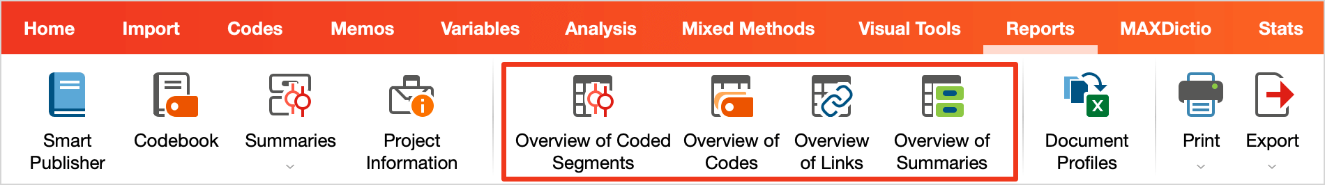 MAXQDA 2022 Online Manual: Managing Table Overviews
