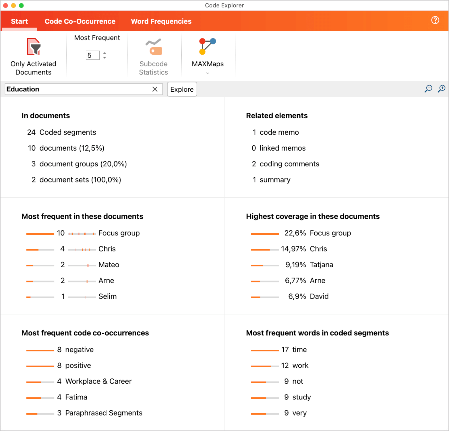 MAXQDA 2022 Online Manual: The Code Explorer - MAXQDA