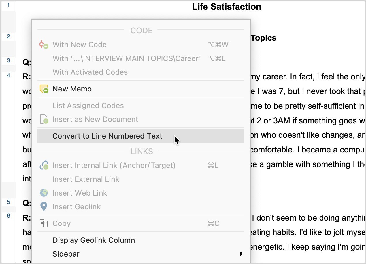 MAXQDA 2022 Online Manual Line Numbers In Text Documents