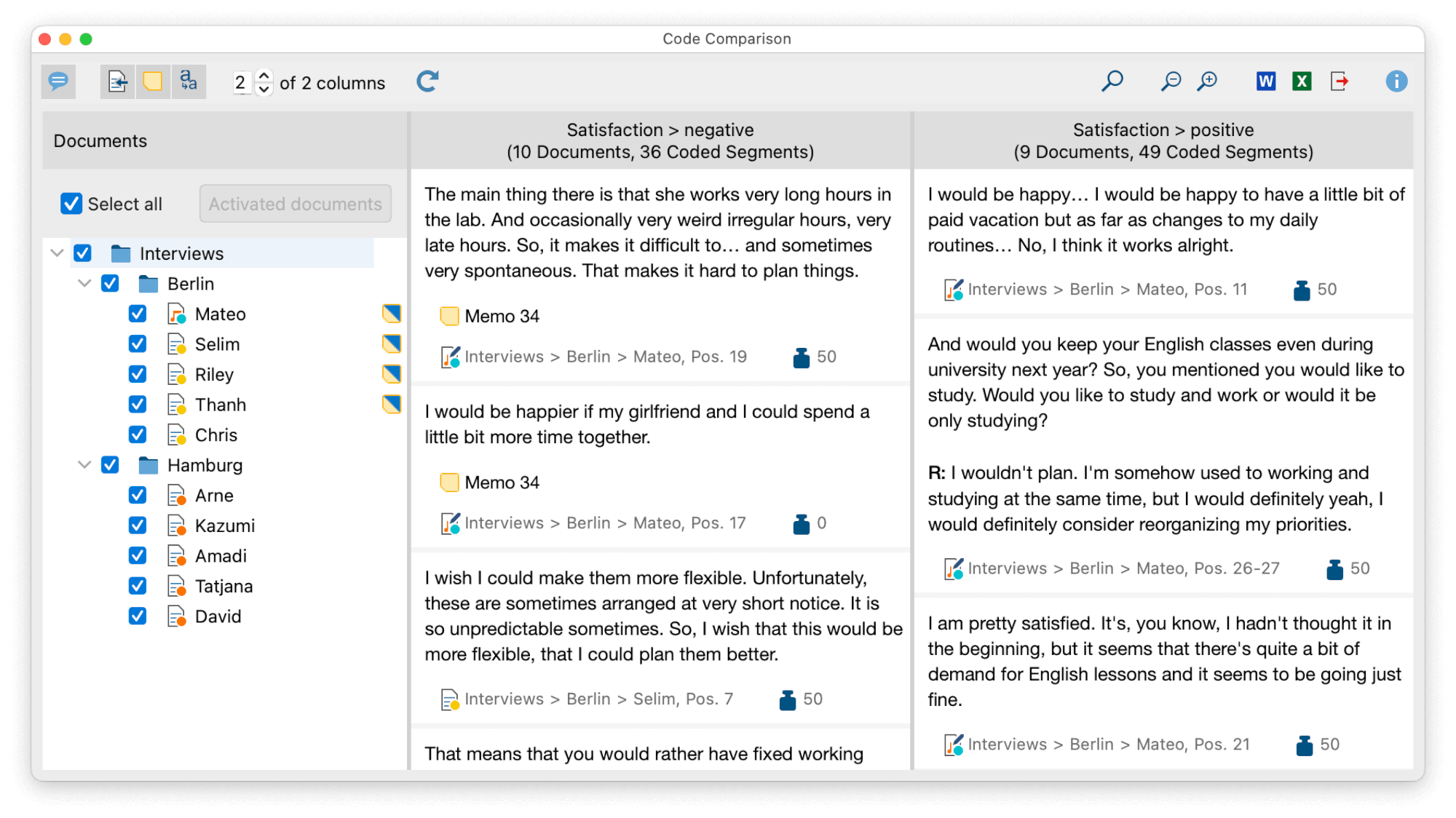 MAXQDA 2022 Online Manual: Compare Codes - MAXQDA