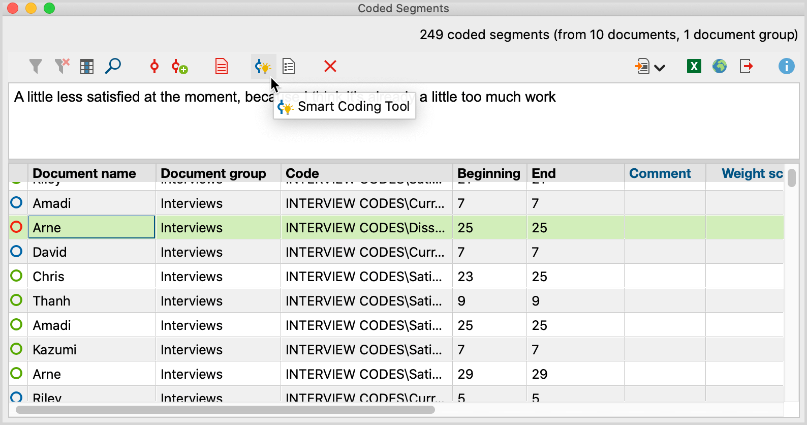 Maxqda 2022 Online Manual Smart Coding Tool Working With Coded Text Segments