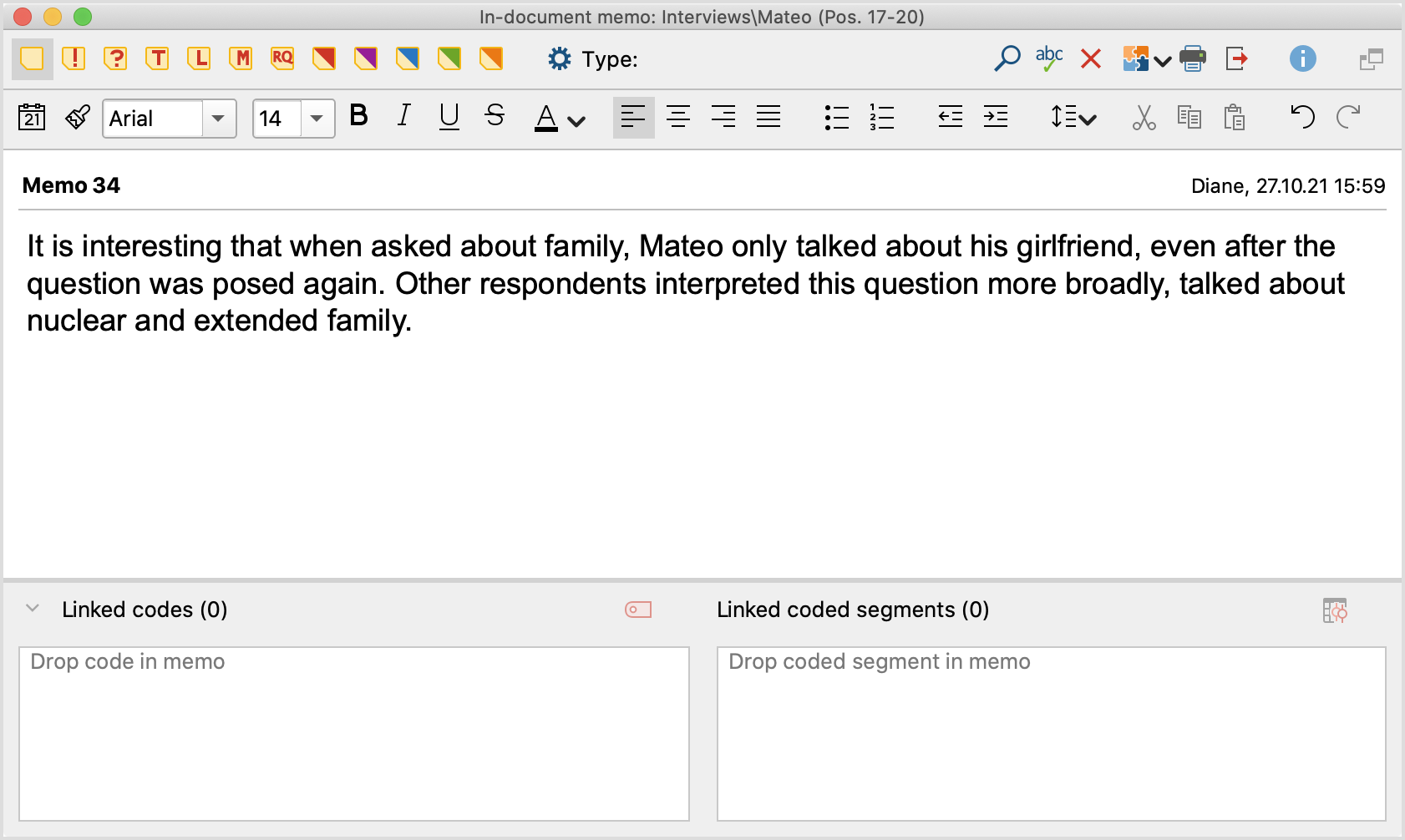 MAXQDA 2022 Online Manual: Opening and Editing Memos