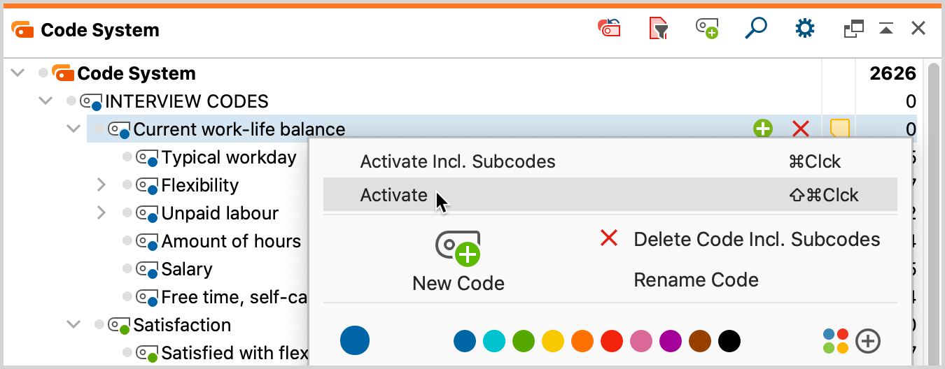 MAXQDA 2022 Online Manual: Activation: The Principle of Segment Retrieval