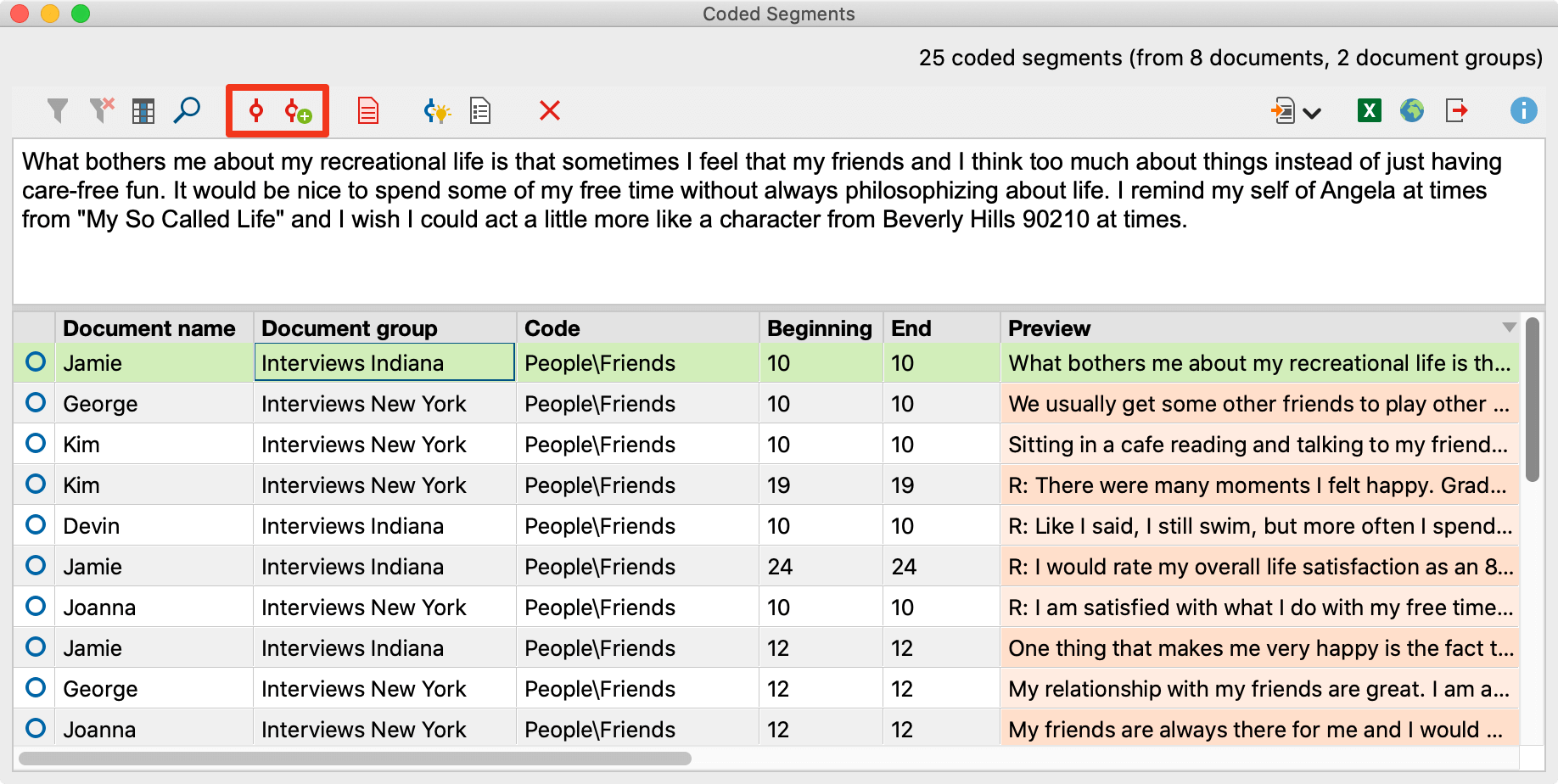 MAXQDA 2022 Online Manual: Code Retrieved Segments - MAXQDA