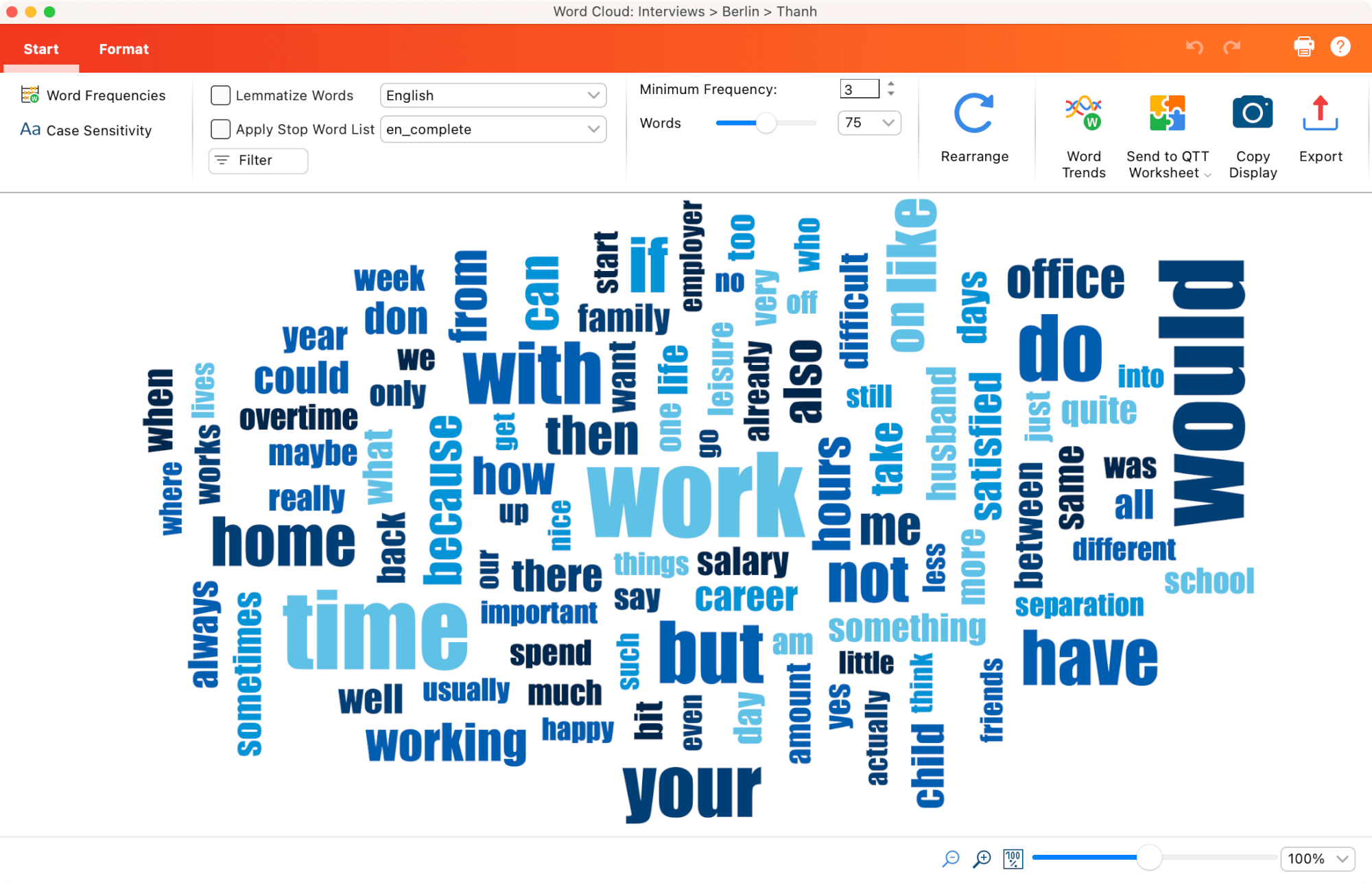 MAXQDA 2022 Online Manual: Word Cloud: Visualize Word Frequencies