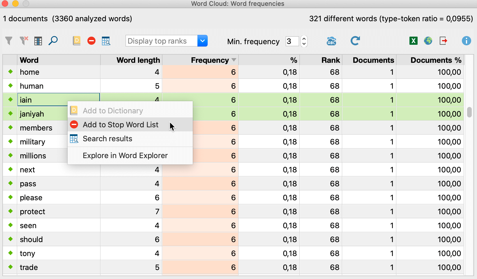 MAXQDA 2022 Online Manual: Word Cloud: Visualize Word Frequencies