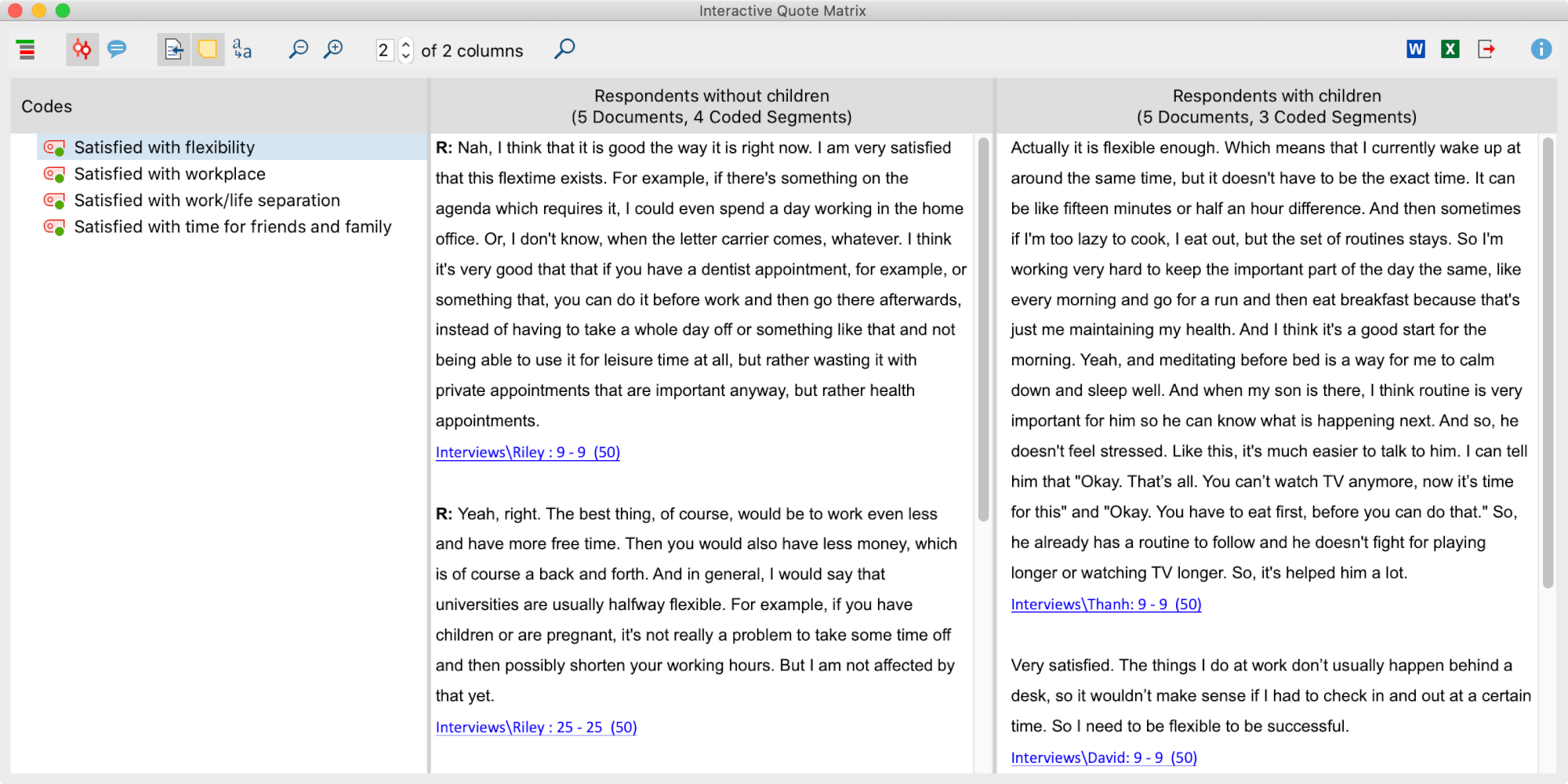 MAXQDA 2022 Online Manual: Qualitative Comparison: Coded Segments