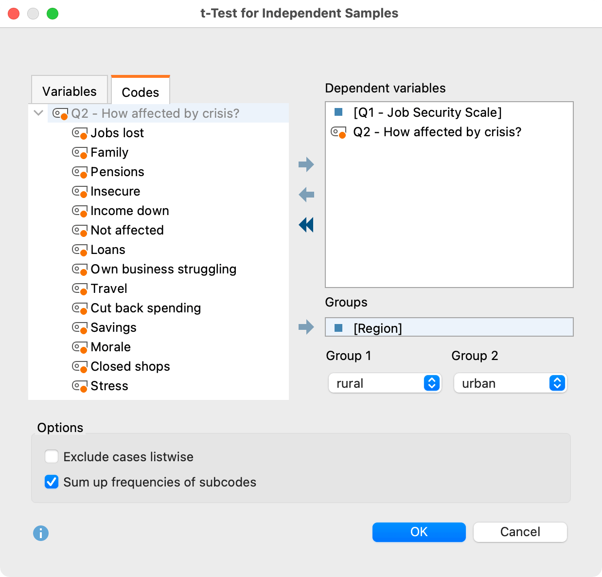 MAXQDA 2022 Online Manual: t-Test and U-Test