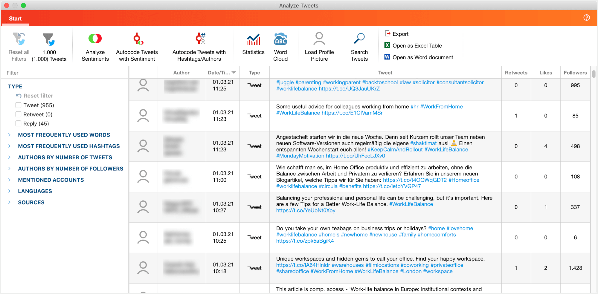 MAXQDA 2022 Online Manual: Analyze Tweets - MAXQDA