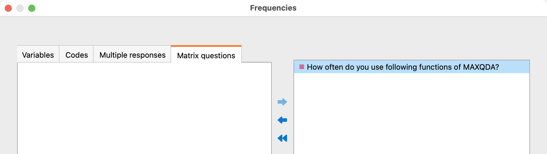 MAXQDA 2022 Online Manual: Analyze Matrix Questions - MAXQDA