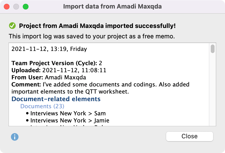 MAXQDA 2022 Online Manual: LEAD: Import teamwork data - MAXQDA