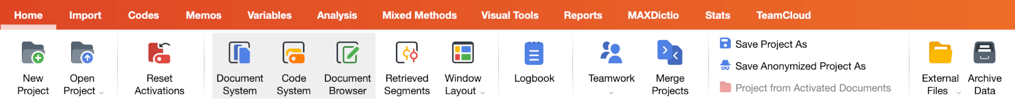 MAXQDA 2022 Online Manual: The Main Menu - MAXQDA