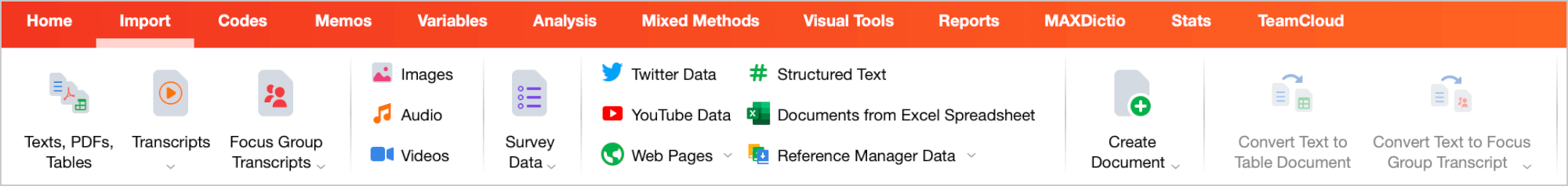 MAXQDA 2022 Online Manual: The Main Menu
